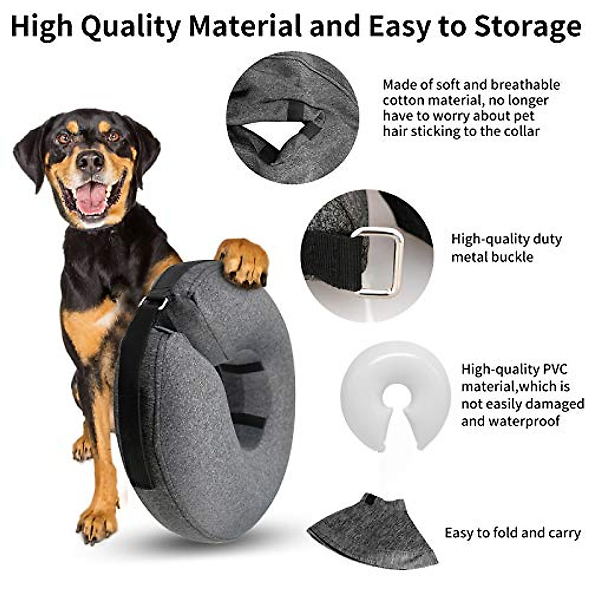 WONDAY Soft Dog Cone for Large Dogs, Inflatable Dog Cone Alternative After Surgery, Cone for Dogs After Surgery for Wound Healing and Prevent from Biting or Scratching