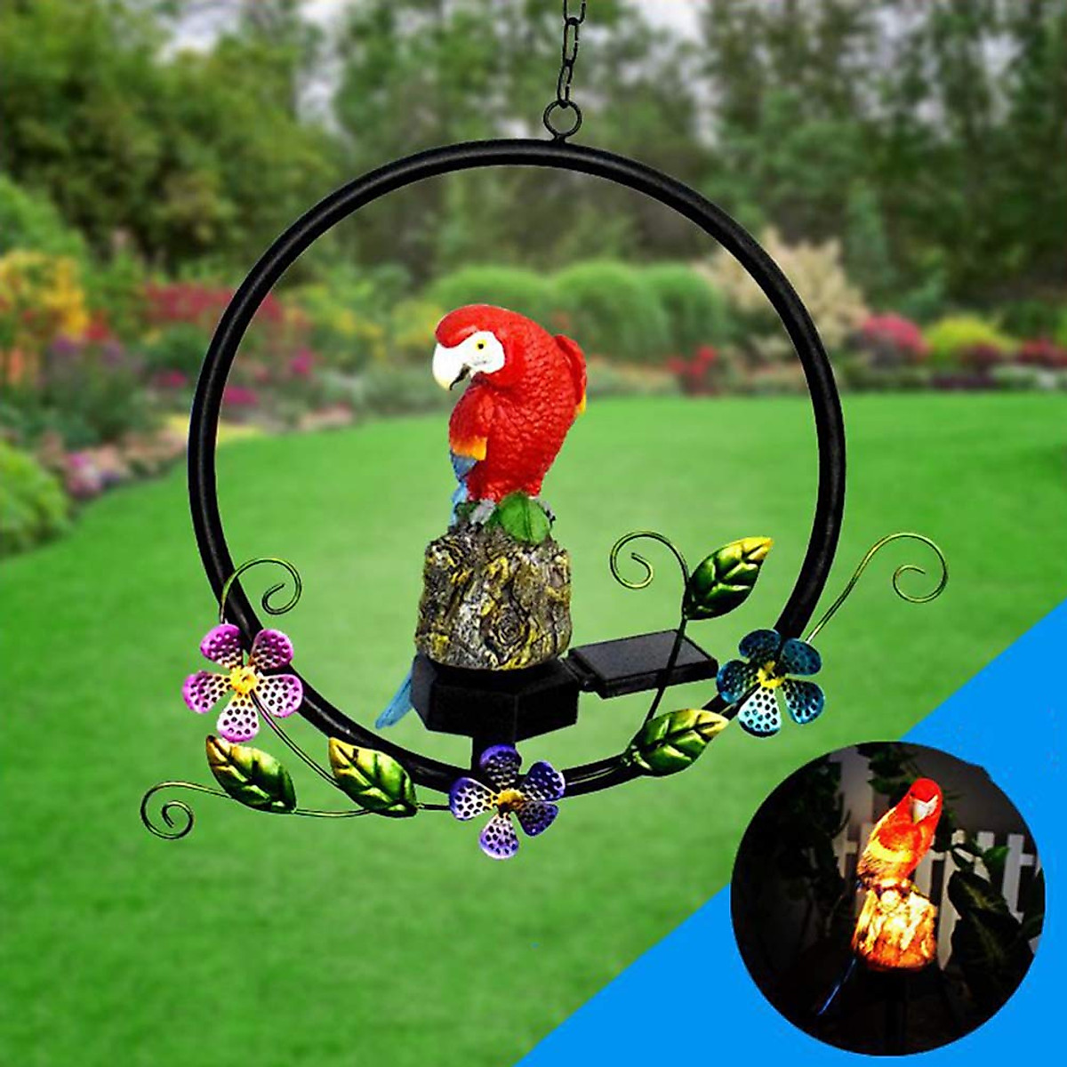 Uonlytech Parrot Light Red Parrot Pattern Solar Powered Lights Outdoor Lampara Solar para Exterior Courtyard Light Solar Garden Lights Solar Lamp Solar Light for Outside Portable Statue