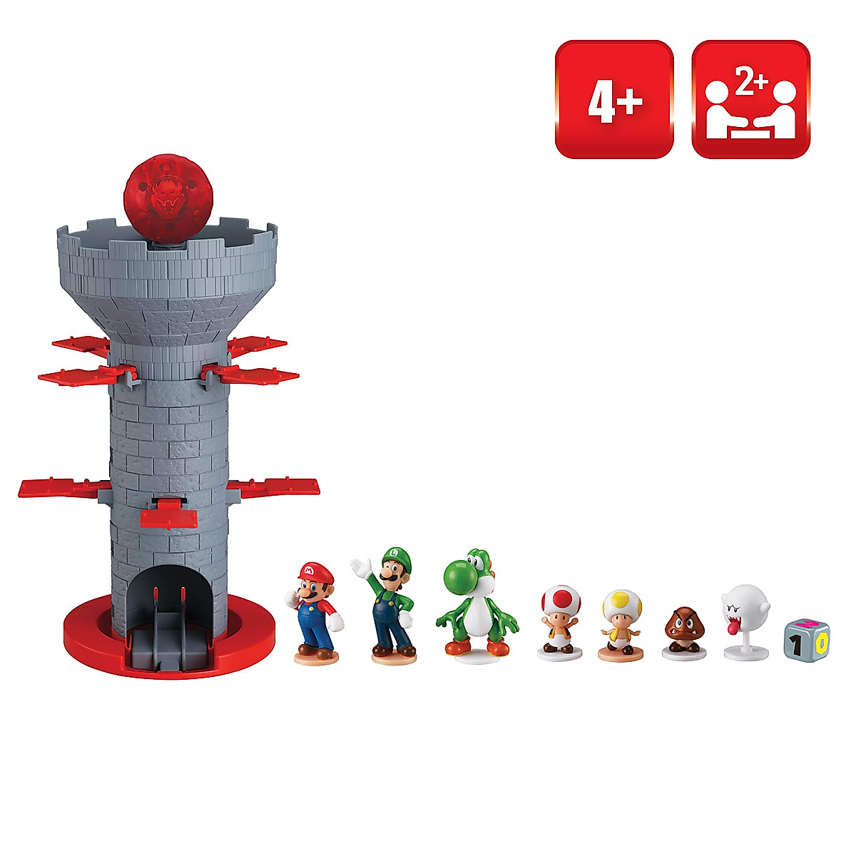 Epoch Games Super Mario Blow Up! Shaky Tower Balancing Game - Tabletop Skill and Action Game with Collectible Super Mario Action Figures (Pack of 1)