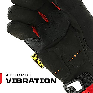 Mechanix Wear: M-Pact Work Gloves with Secure Fit, Work Gloves with Impact Protection and Vibration Absorption, Safety Gloves for Men (Black/Red, Large)