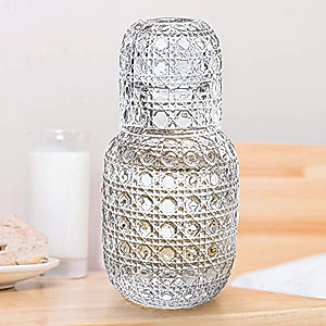 Bedside Water Carafe And Glass Set, Water Carafe With Glass Cup For Nightstand, Bedside Night Carafe For A Handy Midnight Drink, Glass Mouthwash Decanter For Bathroom, Guest Room