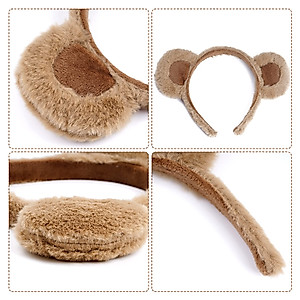 Hmxpls Bear Ears Headband Costume, Cute Animal Ears Headband for Party Cosplay Makeup Washing Face Costume (Brown)