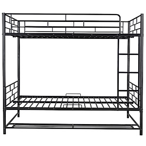 Bellemave Bunk Bed Full Over Full,Kids Bunk Bed,Metal Bunk Bed with Shelf and Guardrails,Full bunk beds for Kids, Teens & Adults（Black）