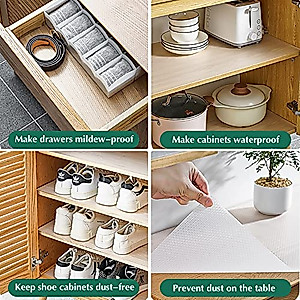 Shelf Liner Cabinet Liner for Kitchen: 17.5 Inch x 6.5 Feet Clear Non-Adhesive Drawer Liner Refrigerator Liners Reusable Easy to Clean (17.5 Inch x 6.5 Feet, Clear)