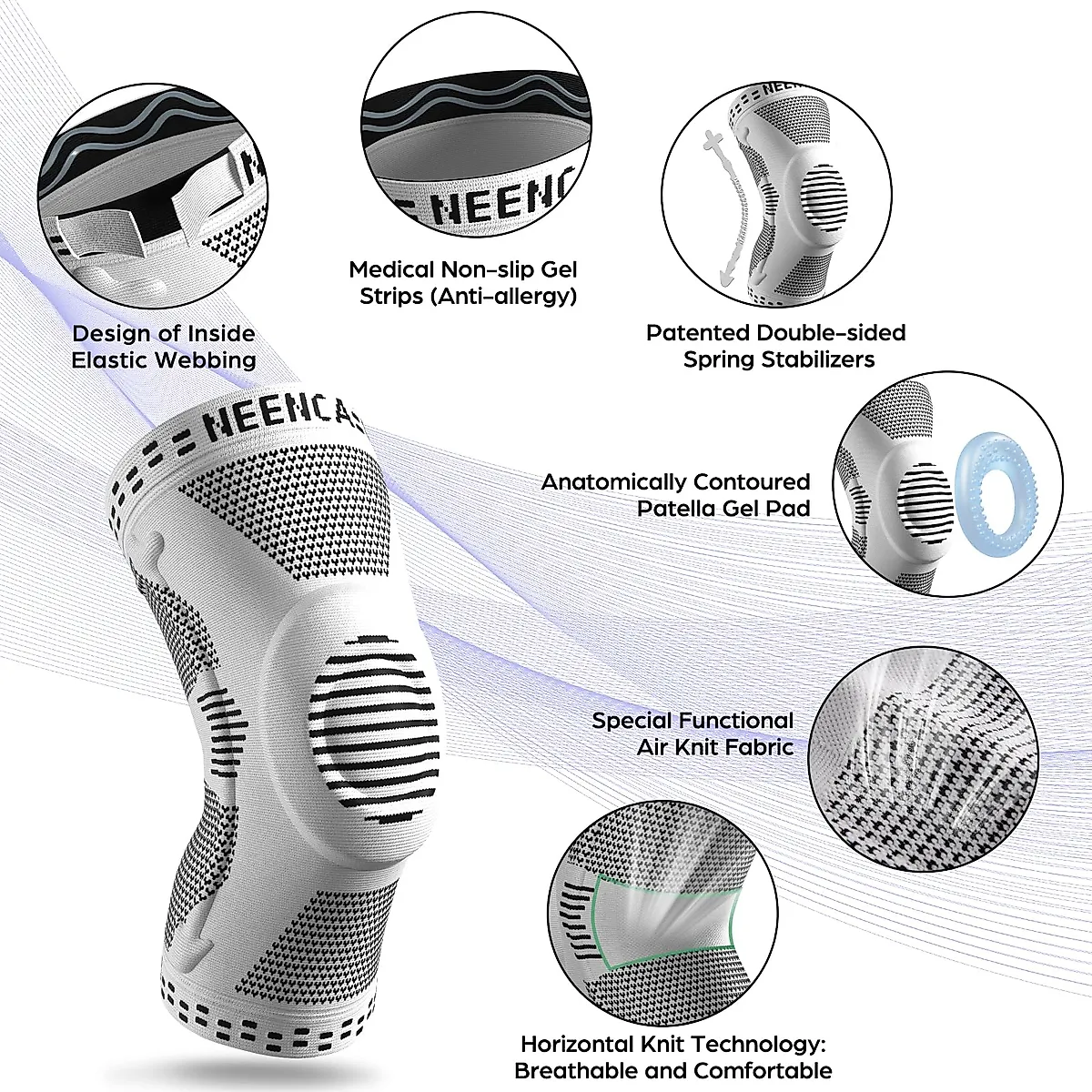 NEENCA Professional Knee Brace for Pain Relief, Medical Knee Support with Patella Pad & Side Stabilizers, Compression Knee Sleeve for Meniscus Tear, ACL, Joint Pain, Runner, Workout - FSA/HSA Eligible