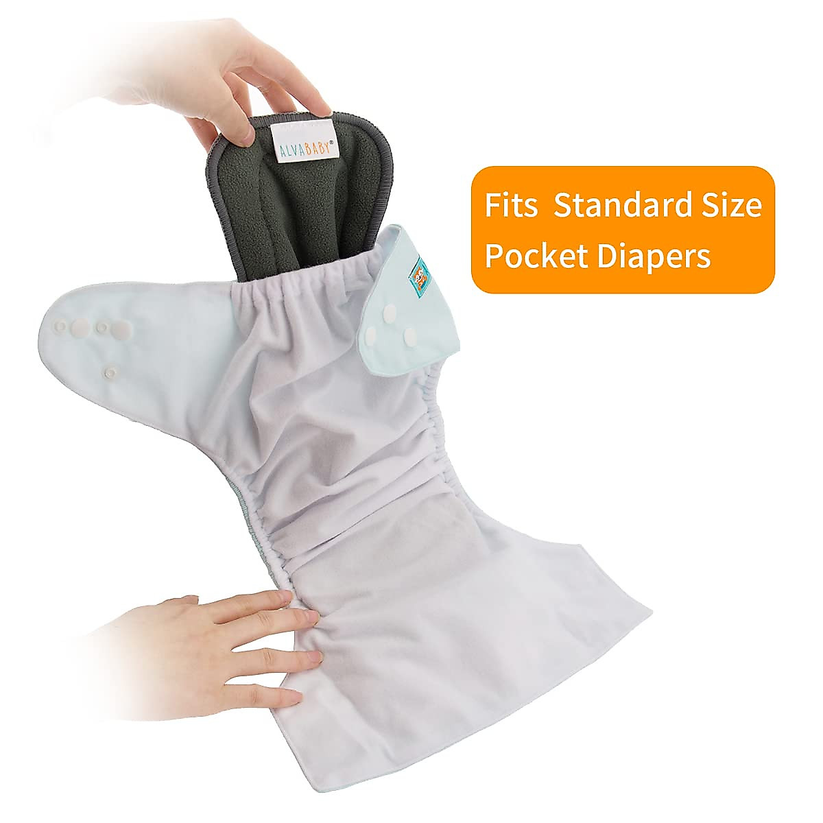 ALVABABY Reusable 5 Layers 12 Pack Inserts with Gussets for Baby Cloth Diaper and Cloth Diapers Covers 12FLN