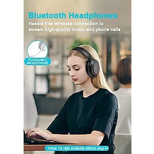 Meseto Wireless Bluetooth Noise Cancelling Headphones with Microphone, Foldable Over-Ear Headset with Comfortable Protein Earpads, 60 Hours Playtime, for Travel/Work, Black