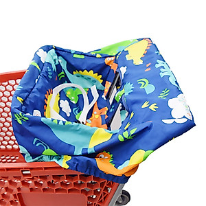Portable Shopping Cart Cover | High Chair and Grocery Cart Covers for Babies, Kids, Infants & Toddlers ✮ Includes Free Carry Bag ✮ (Simple Dinosaur)