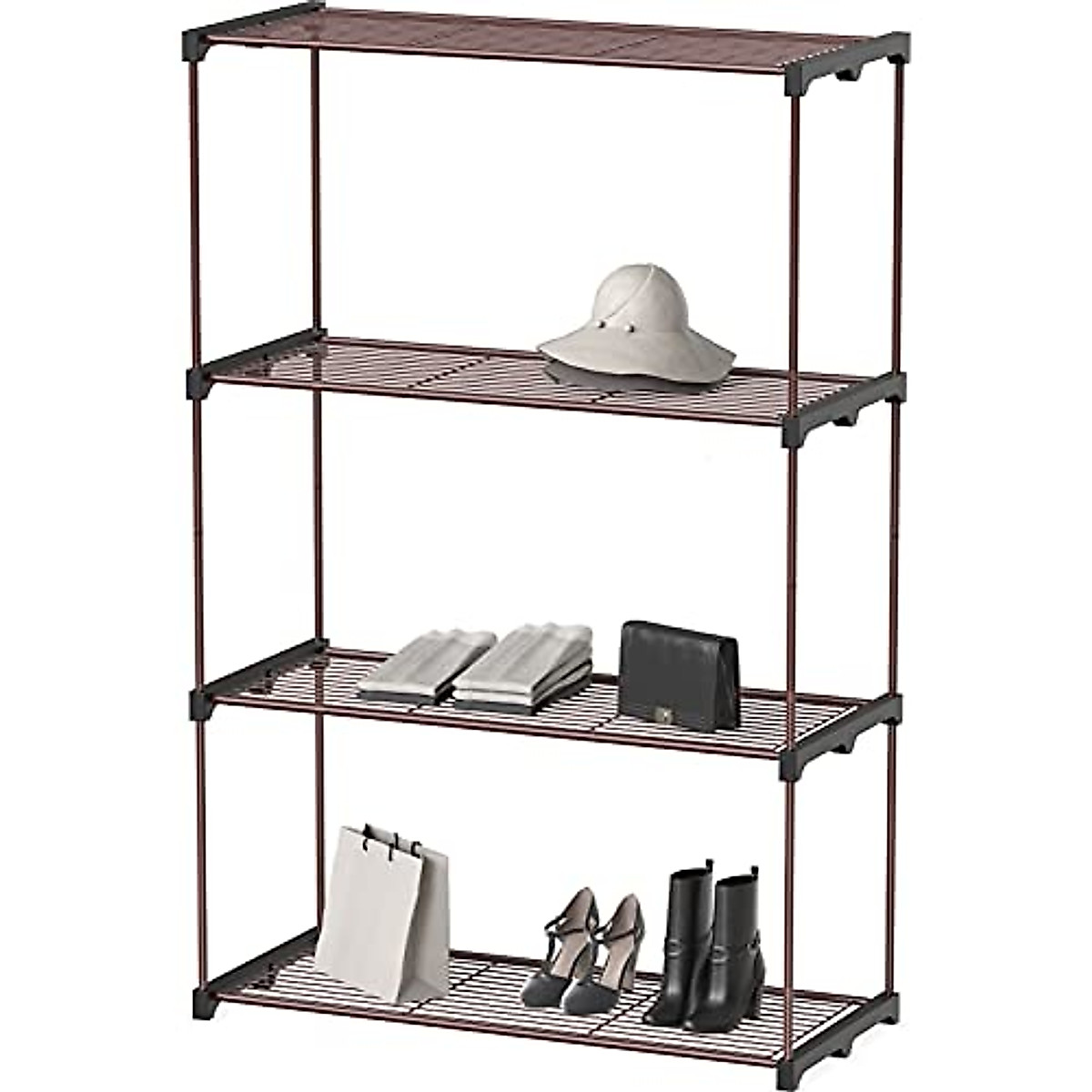 Simple Houseware 4 Tiers Wire Shelving Freestanding Organizer Storage Rack, Bronze