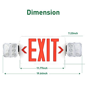 OSTEK 4 Pack Red LED Exit Sign with Emergency Light, Two LED Adjustable Head Emergency Exit Lights with 90 Minutes Battery Backup, Dual LED Lamp ABS Fire Resistance UL-Listed (4)