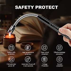 2 Pack Electric Candle Lighter, Cool Rechargeable, Plasma,Arc, Grill,USB,Windproof, Flameless, with Flexible Neck Lighters. Ideal for Candles,BBQs,camping,kitchen,fireplace,Fireworks, etc.
