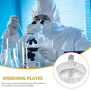 100pcs Aluminum Foil Weighing Dish Surface Plate Sample Weighing Tray Balance Weighing Pans Lab Equipment Chemistry Weigh Boats Weighing Plates Sample Weighing Dishes Storage Trays