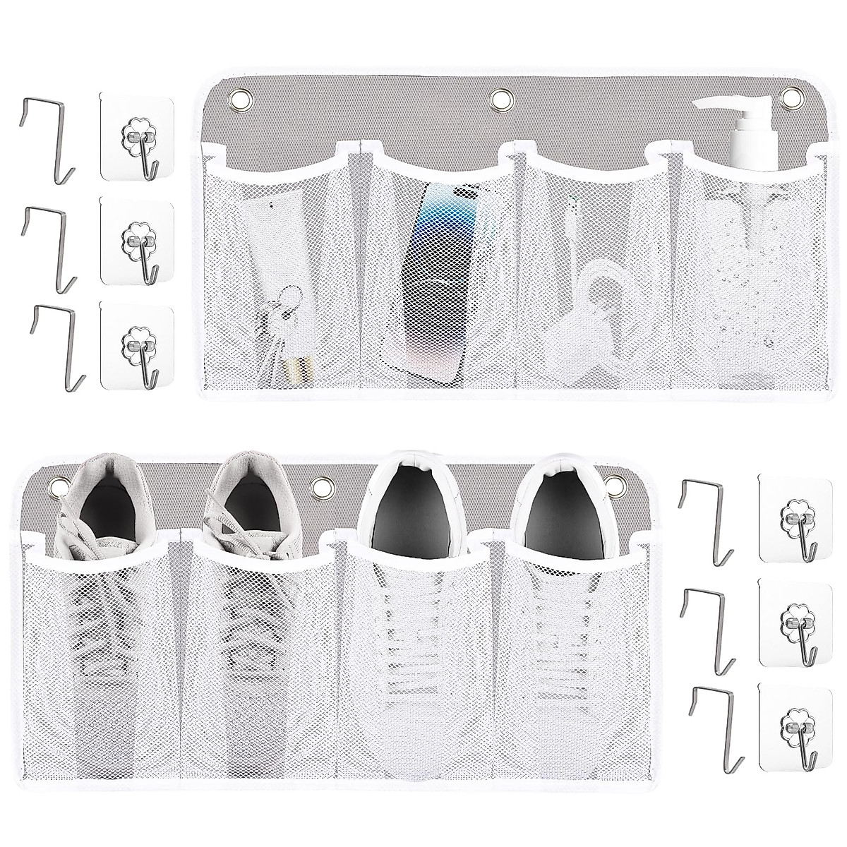 RV Shoe Storage for Bedside - 4 Pocket Wall Mounted Entryway Shoes Rack, Bed Hanging Pocket Organizer, Bedside Caddy Storage Organizer for Headboards Bunk Beds Dorm Rooms,RV & Camper Essentials,Gray