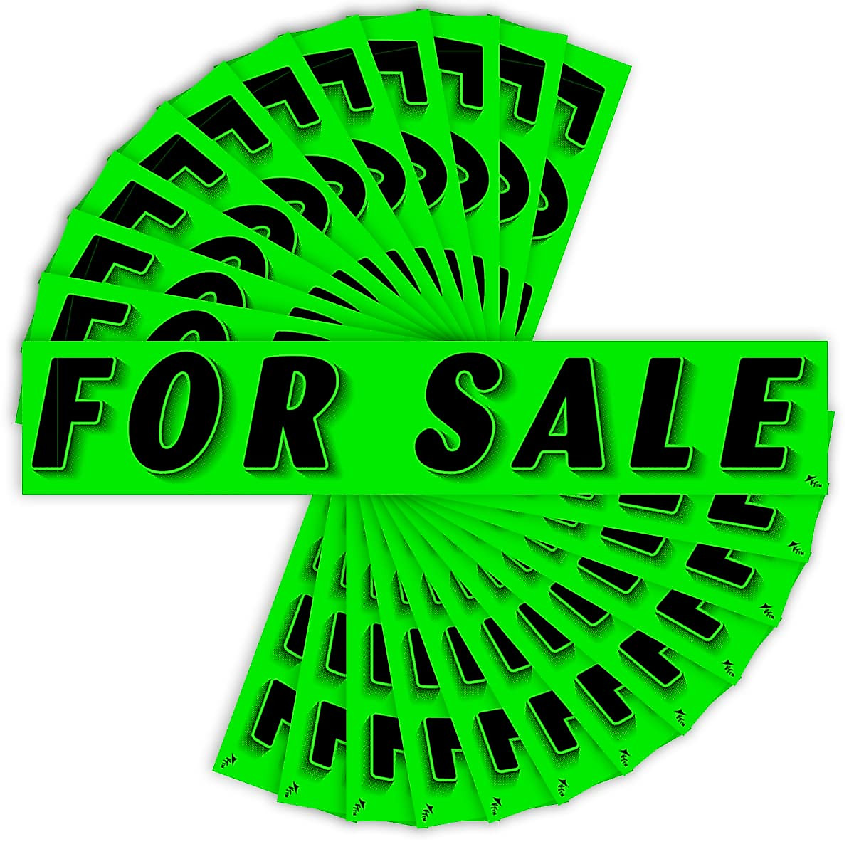 VERSA-TAGS 7.5" Black/Green Vinyl Number Decals 11 Dozen Set Windshield Pricing & 1 Pack of Each of Financing Available, for Sale, One Owner 14.5" x 2.75" Sticker Windshield Decal Auto Dealership