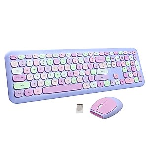 Dedeo Wireless Keyboard and Mouse Combo,USB Purple 110 Keys Compact Full Size Colorful Keyboard and Mouse Set, 2.4Ghz Noise-reducing Ultra-Quiet Keys, Ultra-Thin，for Windows, PC, Laptop, Desktop