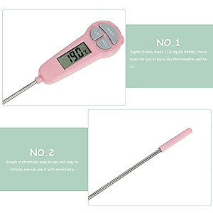 Digital Food Meat Candy: Instant Read Probe Backlit Temperature Alarm for Cooking BBQ Kitchen Oven Smoker Pink 30℃~ 300℃