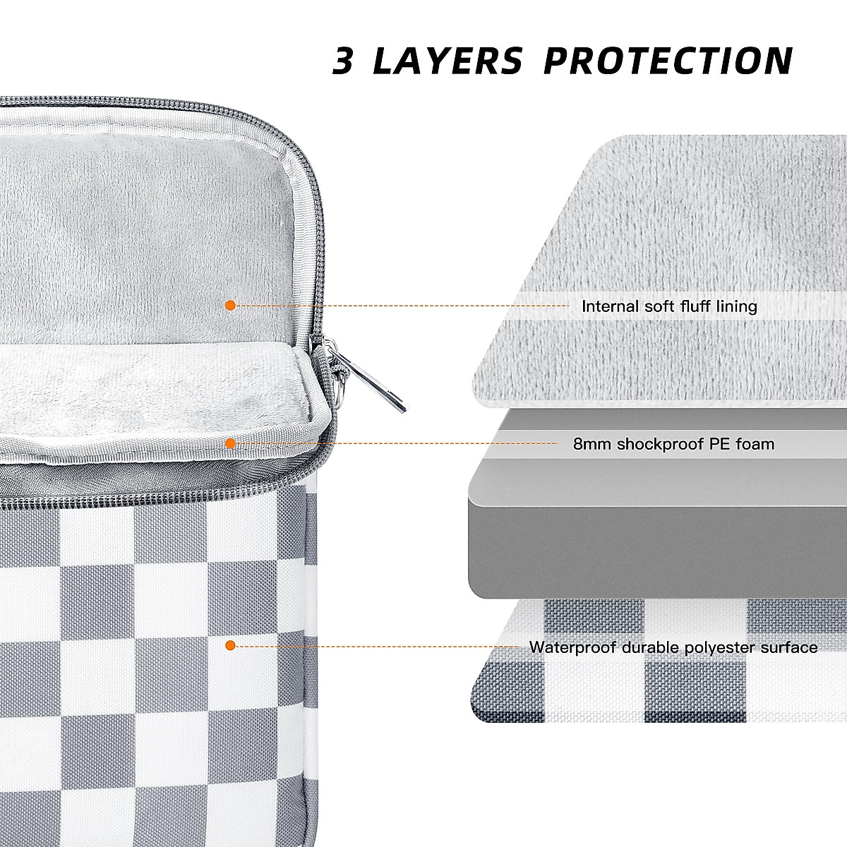 KL Artify Laptop Shoulder Bag Compatible with MacBook Air/Pro,13-13.3 inch Notebook,Compatible with MacBook Pro 14 inch,Polyester Briefcase Sleeve Case, white grey