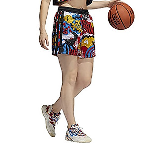 adidas Womens Egle Basketball Short White/Red/Black X-Large