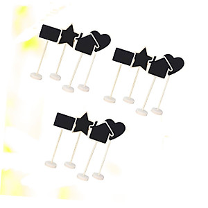 NUOBESTY 15pcs Mini Message Board Signs Mini Chalkboards Support Hanging Chalkboard Labels Wedding Sign Chalkboard Hanging Tag Mini Blackboard Easel Woodsy Decor with Base Bamboo Mini Table