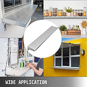 Happybuy Concession Shelf 70.8L x 11.4W Inch with Stainless Steel Frame and Surface Board for Food Trailer Serving Window