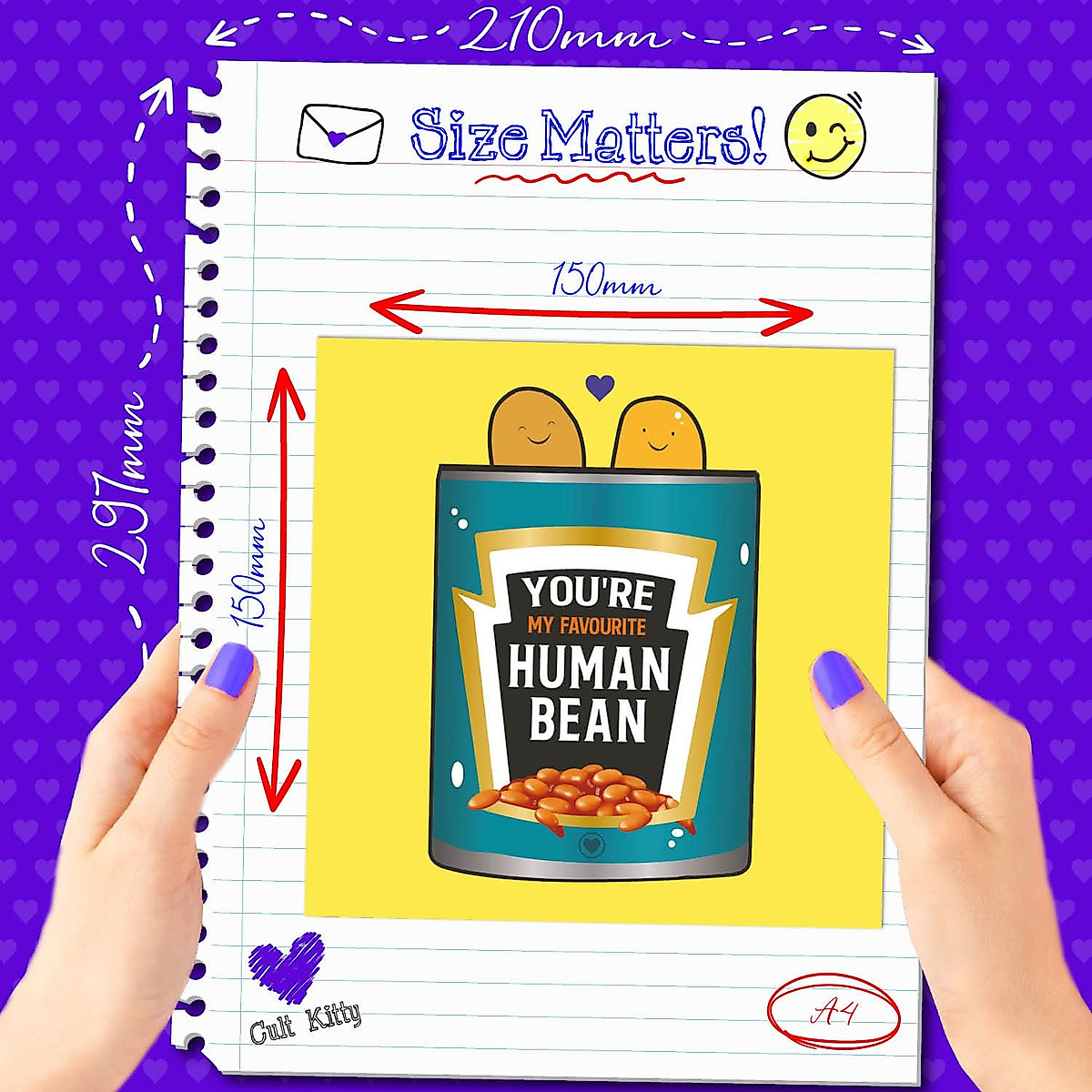 Cult Kitty To My Fave Human Bean - Funny Birthday, Best Friend All Occasion Card for Men - Thick, Premium All Occasion Card for Women, with Colourful Envelope