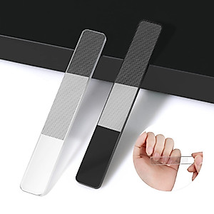 Upgrade Nano Glass Nail File Set 2PC Nail Buffer for Natural Nails, Crystal Nail File Polisher for Nail Care, Professional Manicure Set(Black and White)