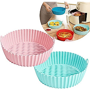 Silicone Air Fryer Basket 2pcs, Air Fryer Silicone Liners for 3-5QT Reusable Air Fryer Liners Silicone - 7.5inch Airfryer Liners, Non Stick Air fryer Accessories