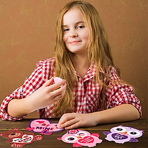 Valentine's Day Crafts Kits DIY Valentine Decorations Hanging Ornaments, Lanyards for Kids Family Entertainment Activities, 4 Styles (24 Sets)