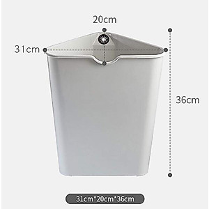 Trash Can Hflove Triangle Kitchen Plastic Corner Kitchen Trash Bin (Grey)