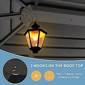 GARTOO 10' x 12' Patio Hardtop Gazebo - Outdoor Metal Hard Top with Fully Enclosed Zip Curtain & Breathable Mesh, Galvanized Steel Top Gazebo for Garden, Lawn, Outdoor Party (Black)