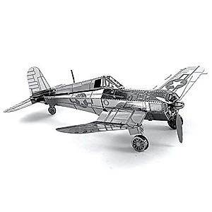 Set of 4 Metal Earth 3D Laser Cut Plane Models: Avro Lancaster Bomber, Mitsubishi Zero, F4U Corsair, P-51 Mustang