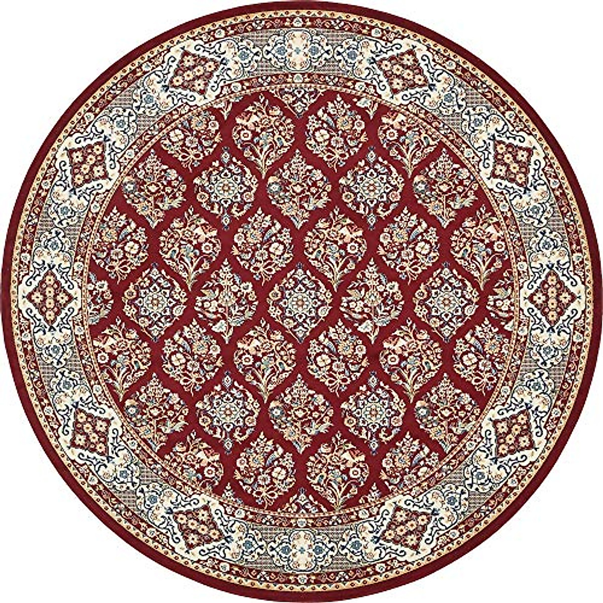 Unique Loom Narenj Collection Classic Traditional Textured Repeat Design Area Rug, 10' Round, Burgundy/Blue