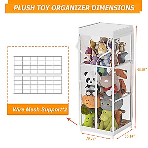 Stuffed Animal Zoo Storage Organizer, Stuffed Animal Holder with Waterproof＆Dust Cover, Extra Large Stuffed Animal Storage Tube with Zipper, Plush Toy Storage Organizer for Nursery, Bedroom, Playroom