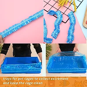 50Pcs Cage Liners for Small Animals-Upgrade Blue Disposable Rabbit Cage Liner Plastic Guinea Pig Cage Bedding Hamster Litter,Leak Proof Cage Liner Bag Toilet Film for Bunny Hamster Hedgehog Cage