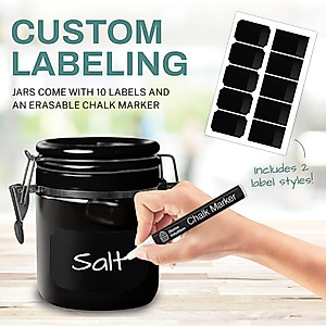 Home Intuition 4-Piece Ceramic Kitchen Canisters Set, Airtight Containers with Wooden Spoons Reusable Chalk Labels and Marker for Sugar, Coffee, Flour, Tea (White)