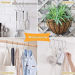 SumDirect 5Pcs 5 7/10 Inch Extra Large S Hooks, Heavy Duty Stainless Steel S Shaped Hooks for Hanging Apparel Kitchenware Utensils Plants Towels Gardening Tools