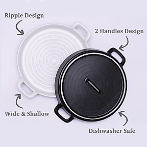 Lakerwin Ceramic Cat Bowl, Whisker Fatigue Relief Cat Food Dish, Shallow Wide Pet Feeding Plate for Cat, Kitten and Kitty, Short Legged Munchkin Cat, Pink & White