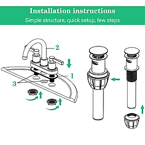 DANAE Bathroom Sink Faucet 4 Inch 2 Handle Centerset Utility Lavatory Vanity Faucet-Black