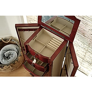 Hives and Honey Francesca Standing Armoire Jewelry Cabinet, Antique Cherry