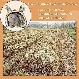 kathson Bunny Grass House Chew Toys Baby Rabbit Hideaway Hut Small Animals Grass Hideout Hand Woven Natural Grass Bedding for Guinea Pig Hamster Chinchilla