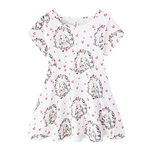 Mud Kingdom Toddler Girls Dress Easter Day Cute Bunny Summer White 4T