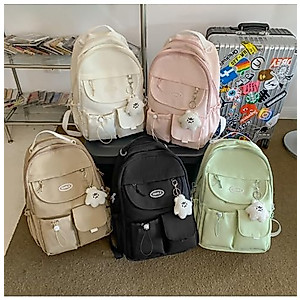 DUNBRI Trendy Solid Color Backpack Women Large Capacity Shoulder Bag Waterproof Travel Backpack Laptop Backpack for Men (Black)