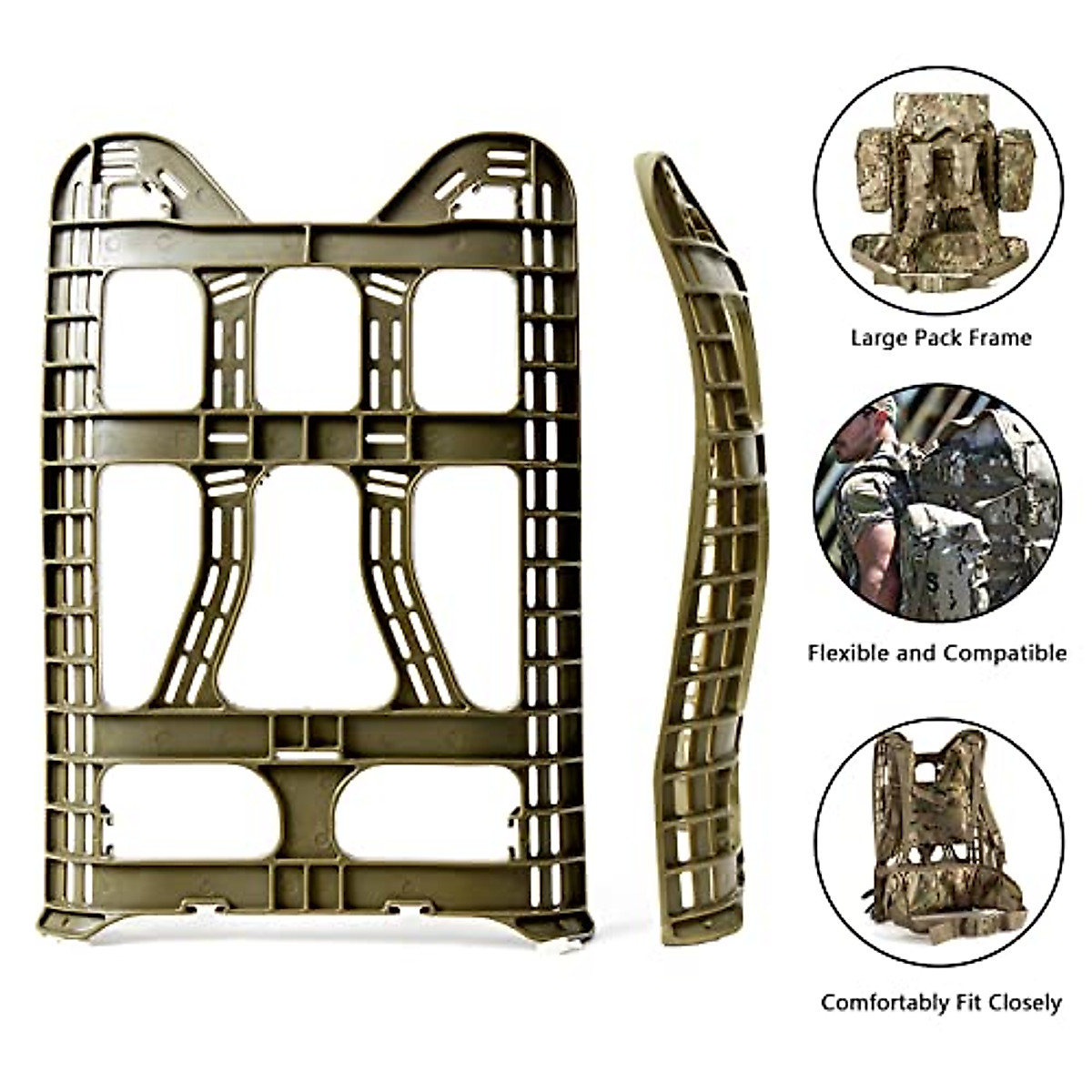 MT Military MOLLE II Rucksack Frame with Army Molded Padded Kidney Pad Waist Belt for Multicam Large Ruck Sack- Tan