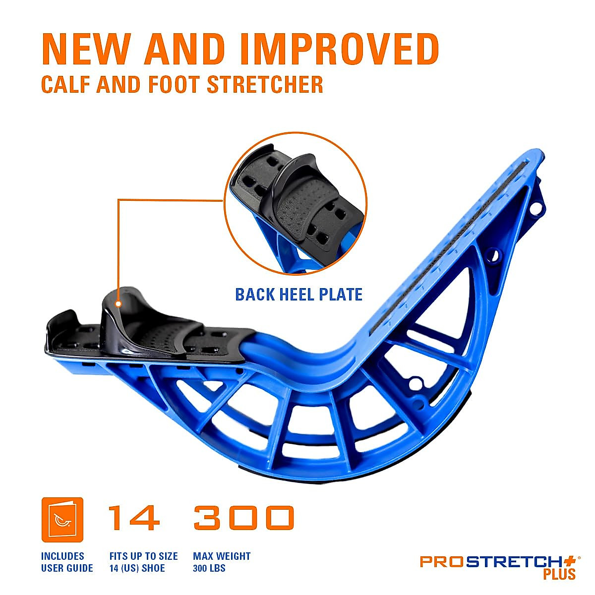 ProStretch Plus Customizable/Adjustable Calf Stretcher and Foot Rocker for Plantar Fasciitis, Achilles Tendonitis and Tight Calves, Made in USA