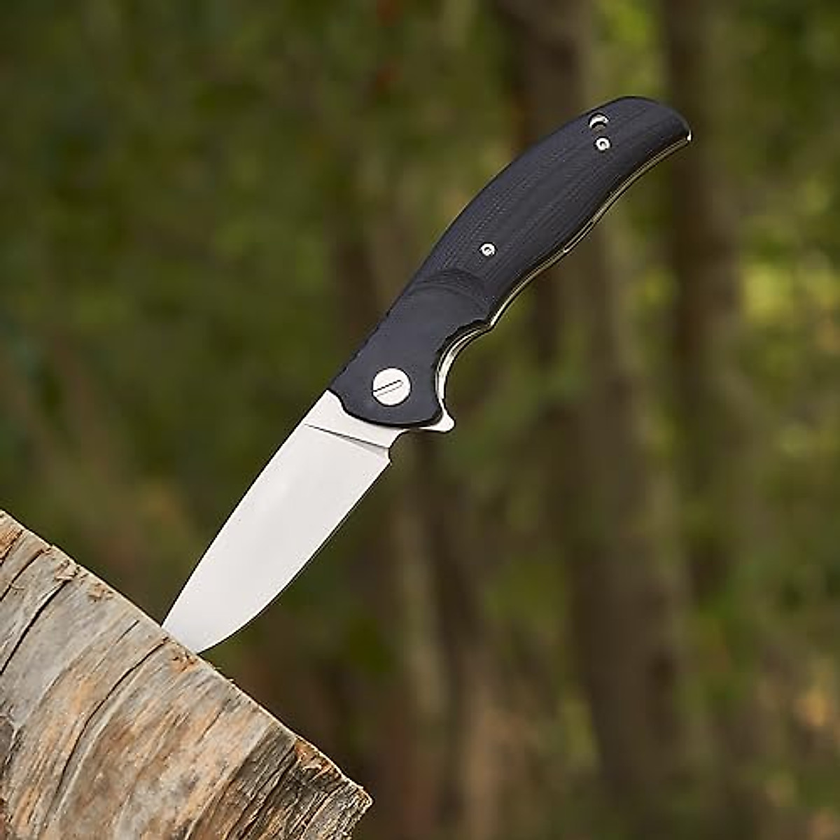 Pocket Knife - Black Folding Knofe with G10 Handle - 9CR18MOV Stainless Steel - Multipurpose Work Jack Tactical Knives - Best for EDC Camping Fishing Hiking Hunting - Cool Gifts for Men S-22