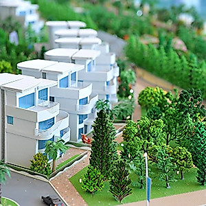 Canlierr 51 Pcs Mini Model Trees Flower Cluster Grass Mat Set, 32 Vegetation Groups 15 Mixed Miniature 4 Artificial Fake Turf, Train Railroad Park Scenery for DIY Crafts, Building Model, Landscape