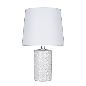 Catalina 23096-000 Farmhouse Quilt-Style Textured Ceramic Table Lamp, 15.5", White