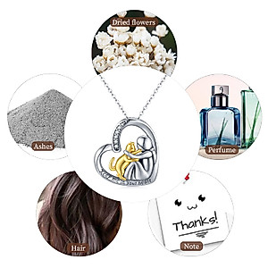 JUSTKIDSTOY Cat Urn Necklace for Ashes S925 Sterling Silver Heart Cremation Jewelry Keepsake Memorial Gifts for Women