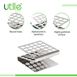 Utile 2pcs of 25 Holes Stainless Steel Test Tube Rack, Z Shape, Suitable for Tubes of Dia.≤16mm, 4050.4605.2.