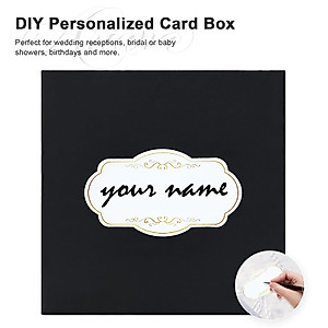 QIKSION Black Card Box for Party, Black Gift Card Box Holder Money Box for Weddings, Graduation, Birthdays, Baby Showers, Retirements, Open Houses, Anniversaries